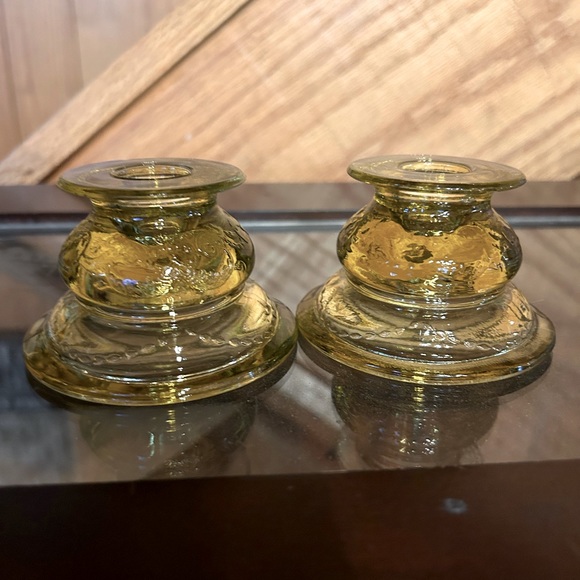Vintage | Accents | Vintage 93 Federal Glass Madrid Amber Candlestick ...